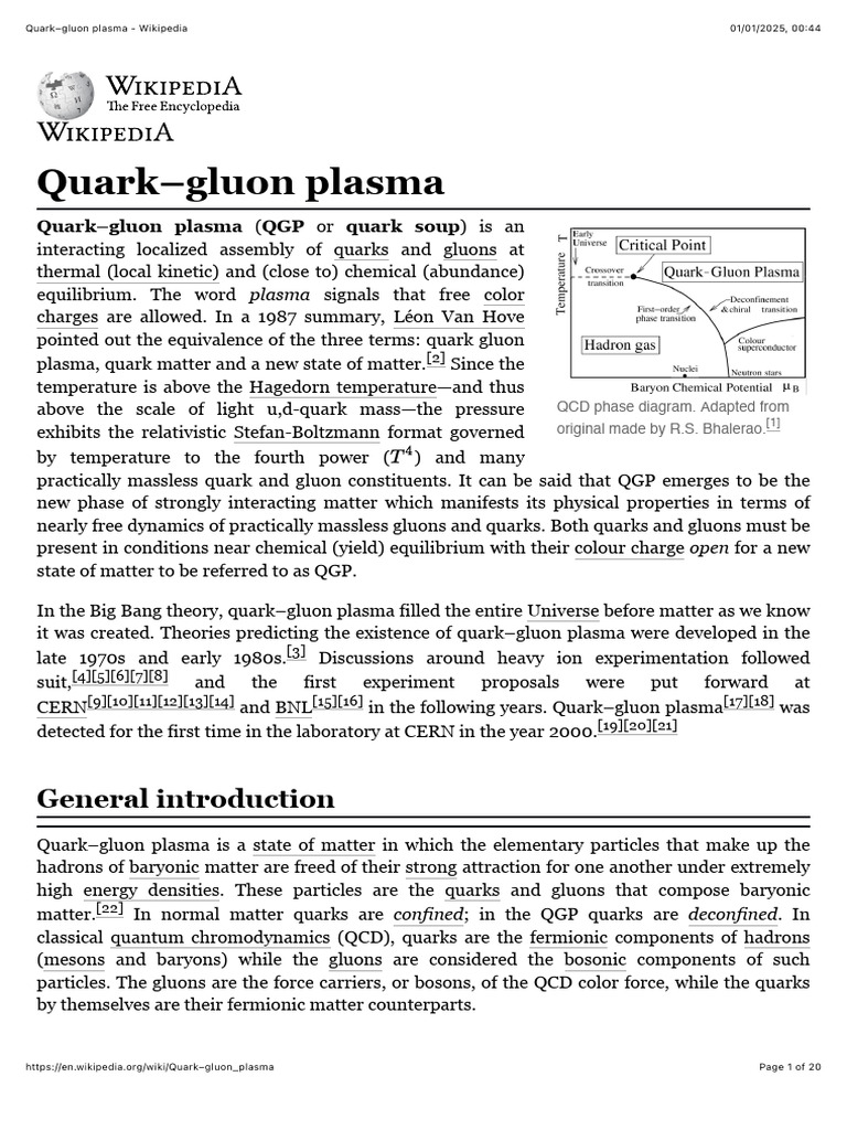 Quark–gluon plasma | PDF | Quark | Matter