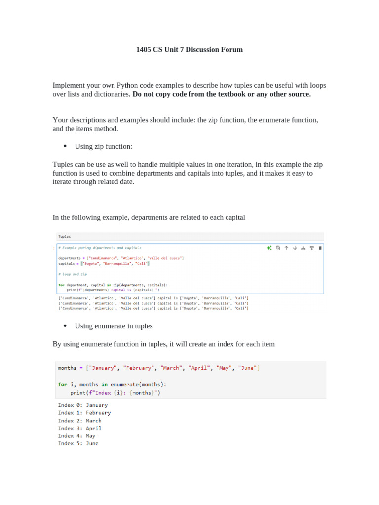 CS 1101 Unit 7 Discussion Forum | PDF