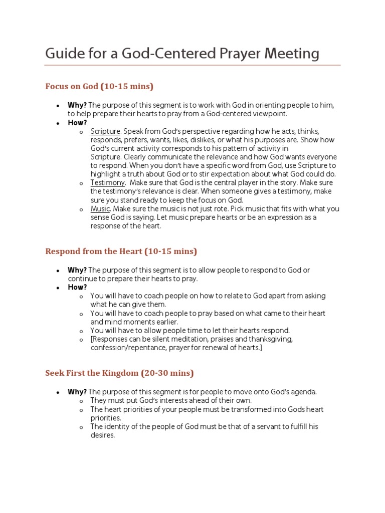 Guide For A God-Centered Prayer Meeting | PDF | Prayer | God