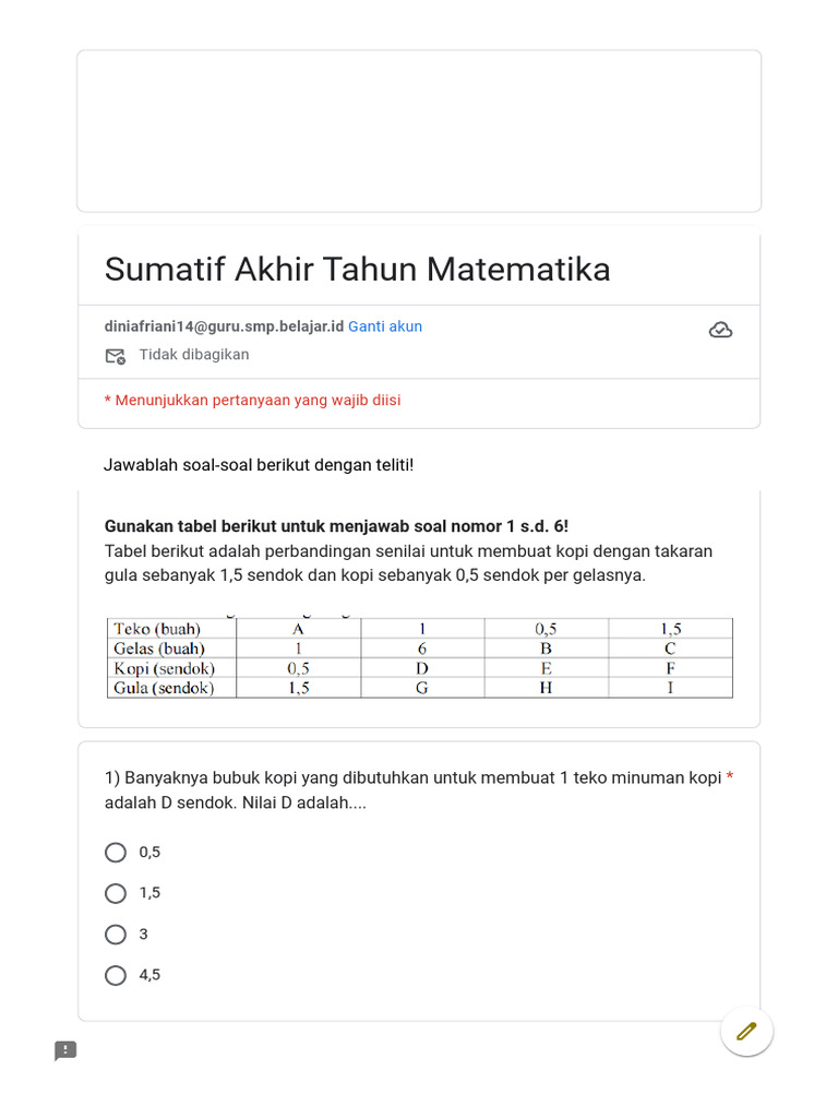 Latihan Soal Sumatif Akhir Tahun Matematika kelas 7 | PDF
