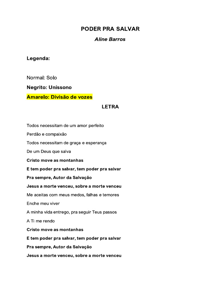 Poder Pra Salvar (Mapa Vocal) | PDF