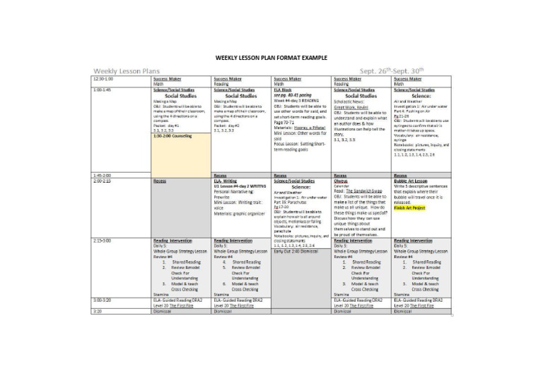 9. PGDT Weekly Lesson Plan Format Example | PDF