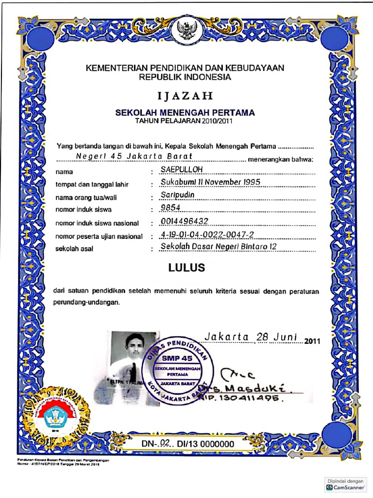Ijazah SMK | PDF