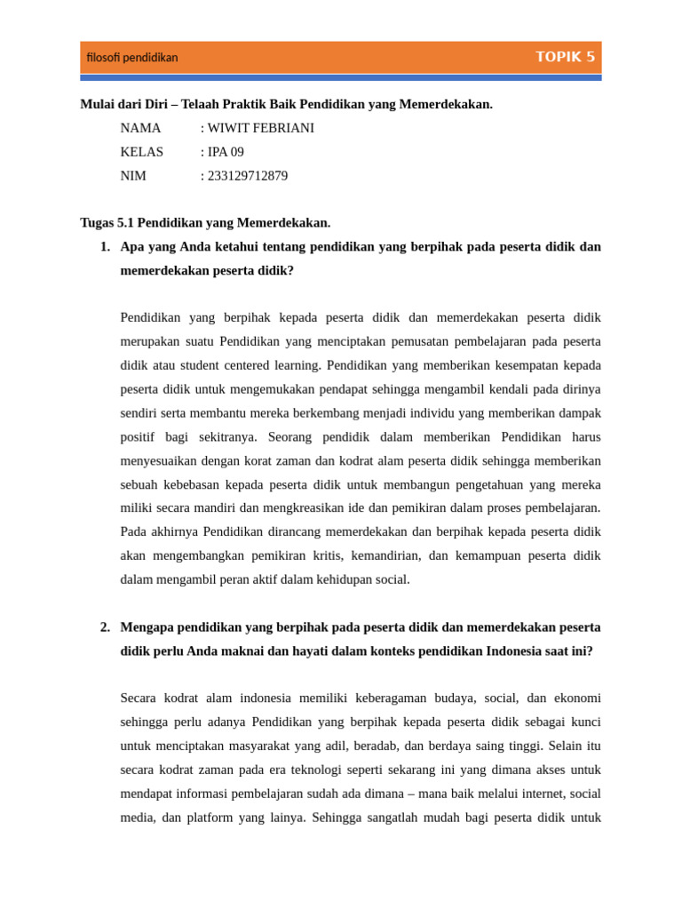 TOPIK 5_MULAI DARI DIRI_WIWIT FEBRIANI | PDF