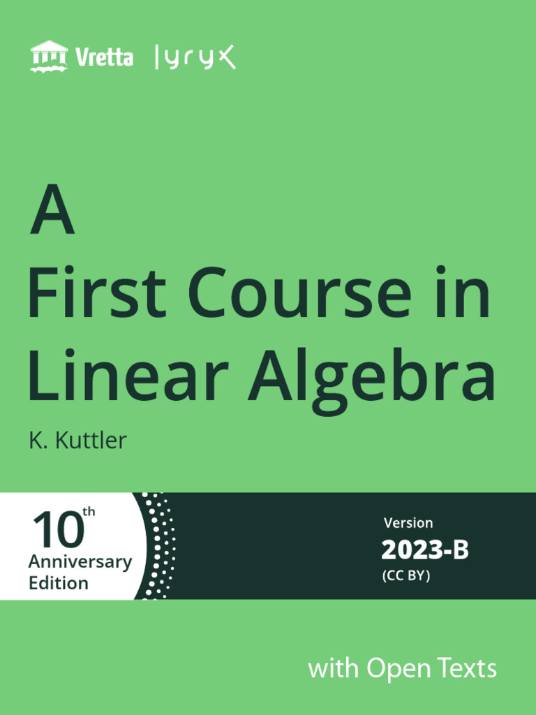 Kuttler LinearAlgebra AFirstCourse 2023B | PDF | Line (Geometry ...