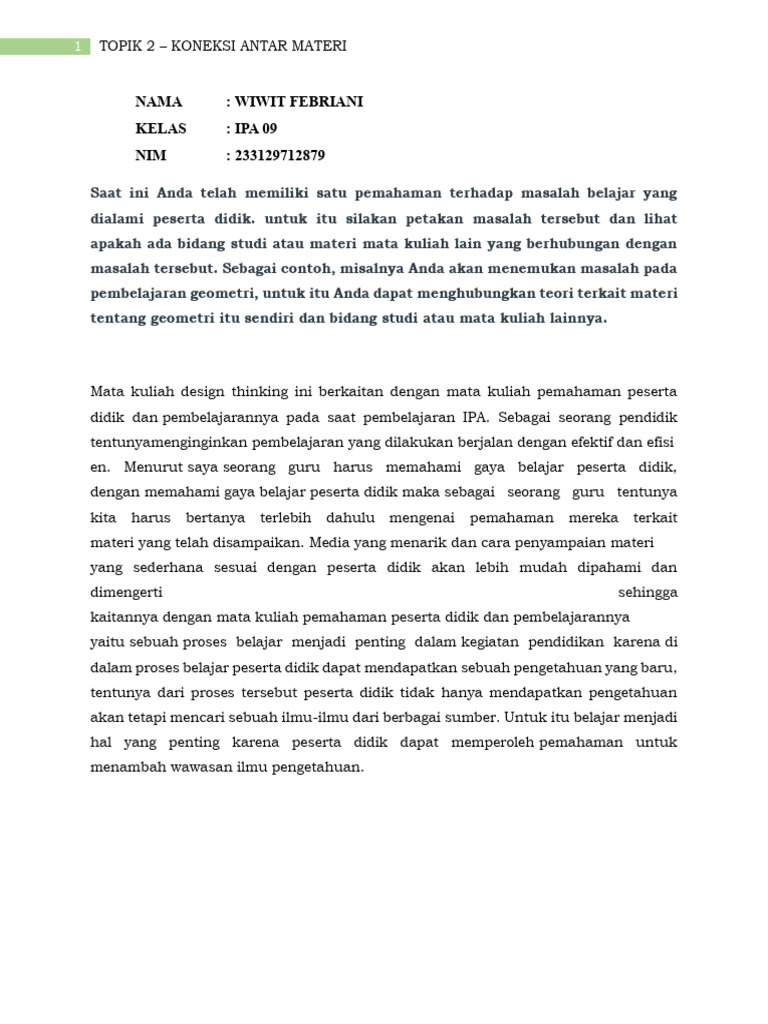 Topik 2 - Koneksi Antar Materi - Wiwit Febriani | PDF