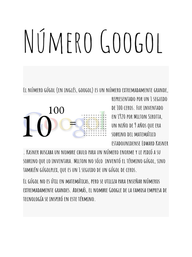 Historia del Número Gúgol | PDF