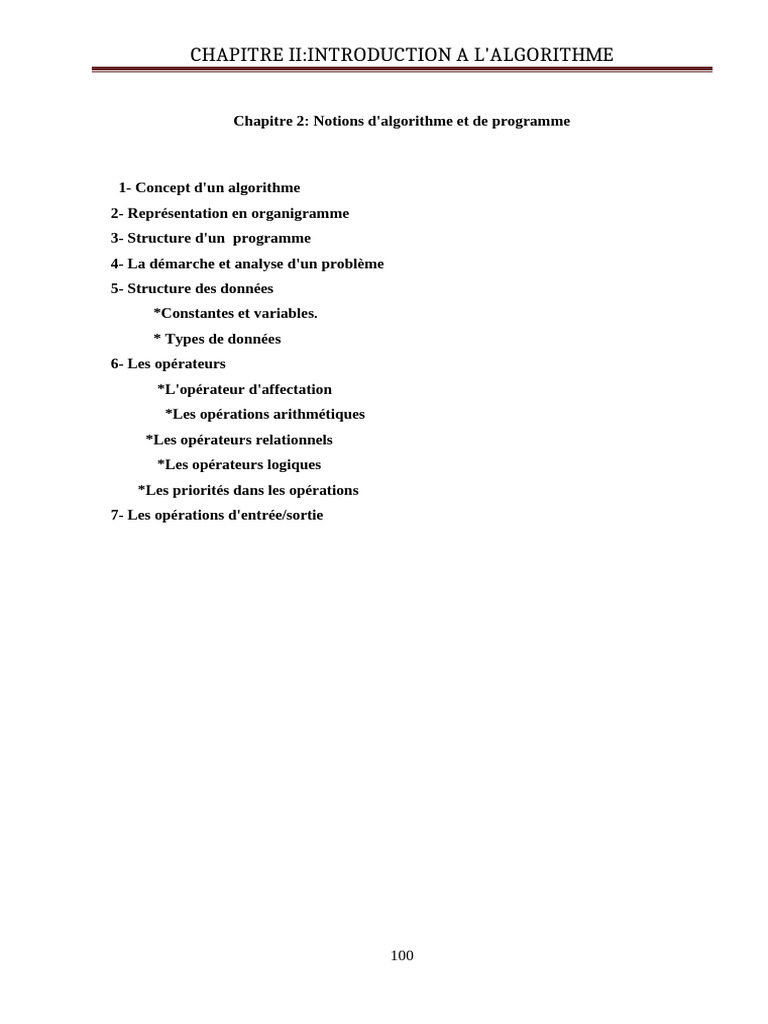 Chapitre 2 Introduction À L'algorithme - Final | PDF | Algorithmes | Programme informatique