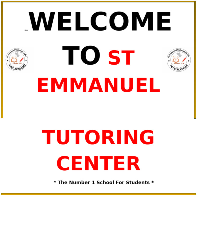 444welcome To ST Emmanuel Tutoring Center | PDF