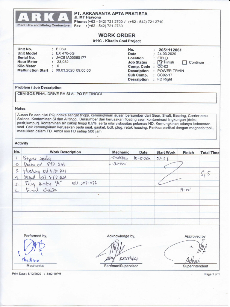WO CBM FINAL DRIVE RH E 069 | PDF