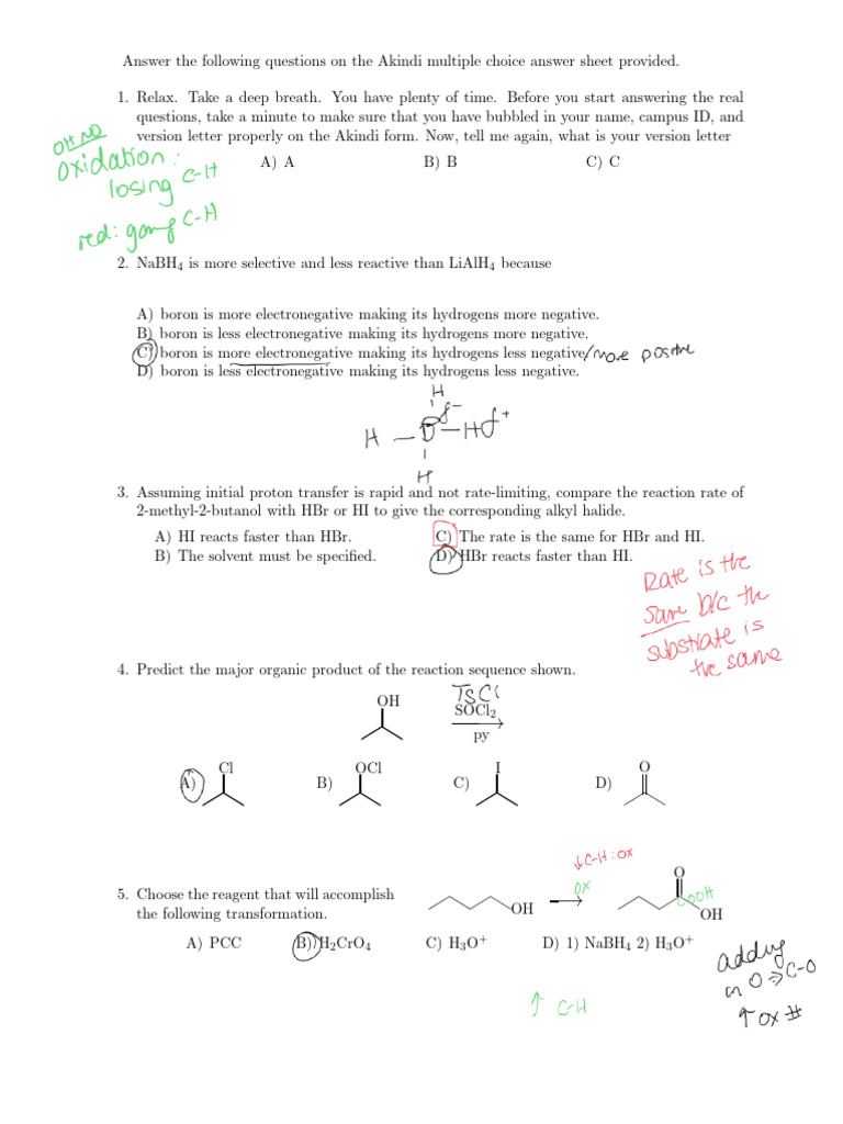 Ch. 12 Practice Final | PDF | Hydrogen | Ether