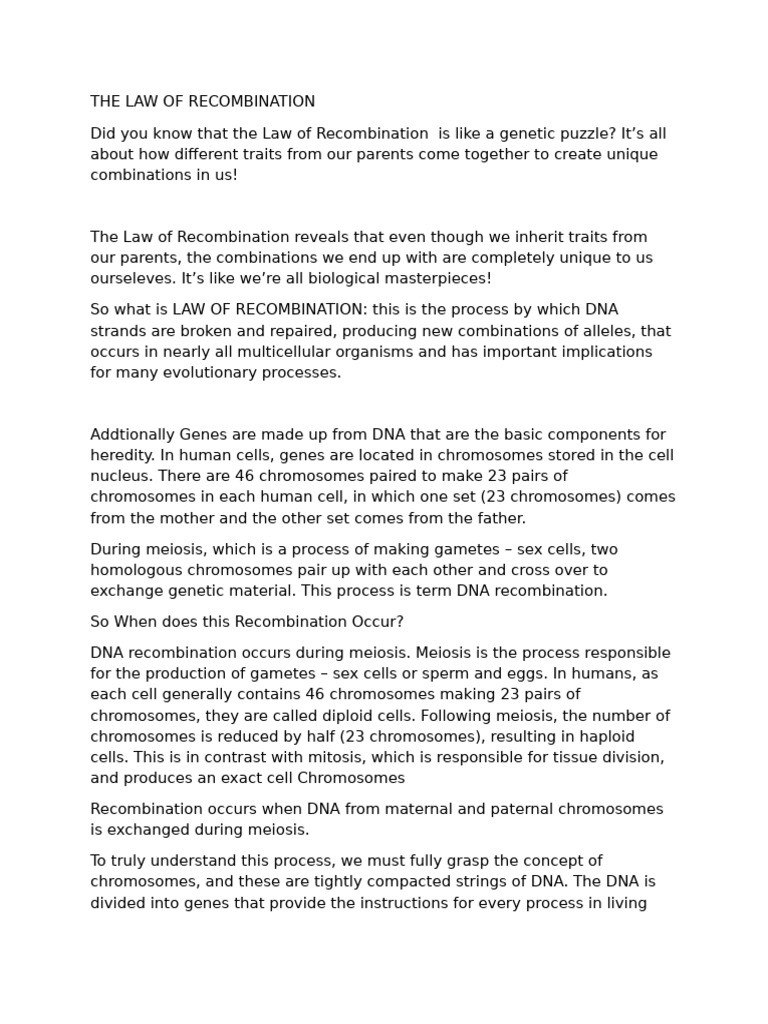 Law of Recombination | PDF