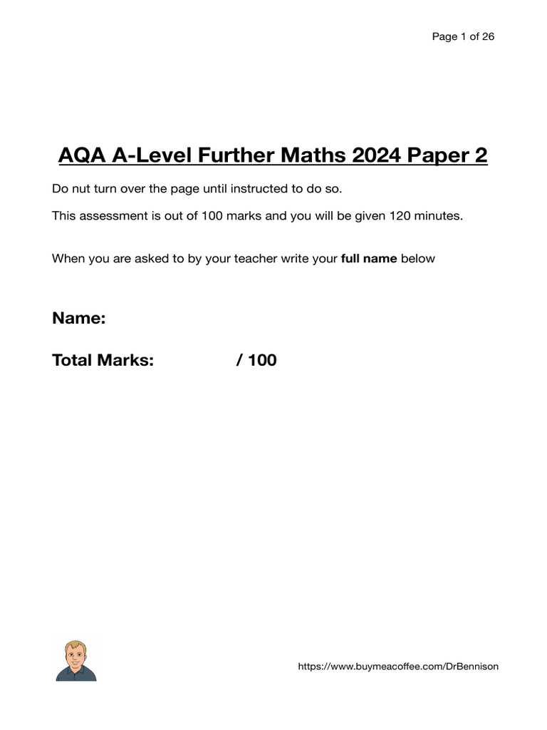 AQA A Level FM 2024 Paper 2 | PDF | Eigenvalues And Eigenvectors ...
