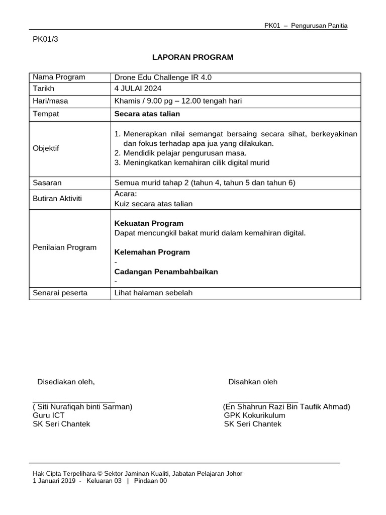 LAPORAN PROGRAM ICT | PDF