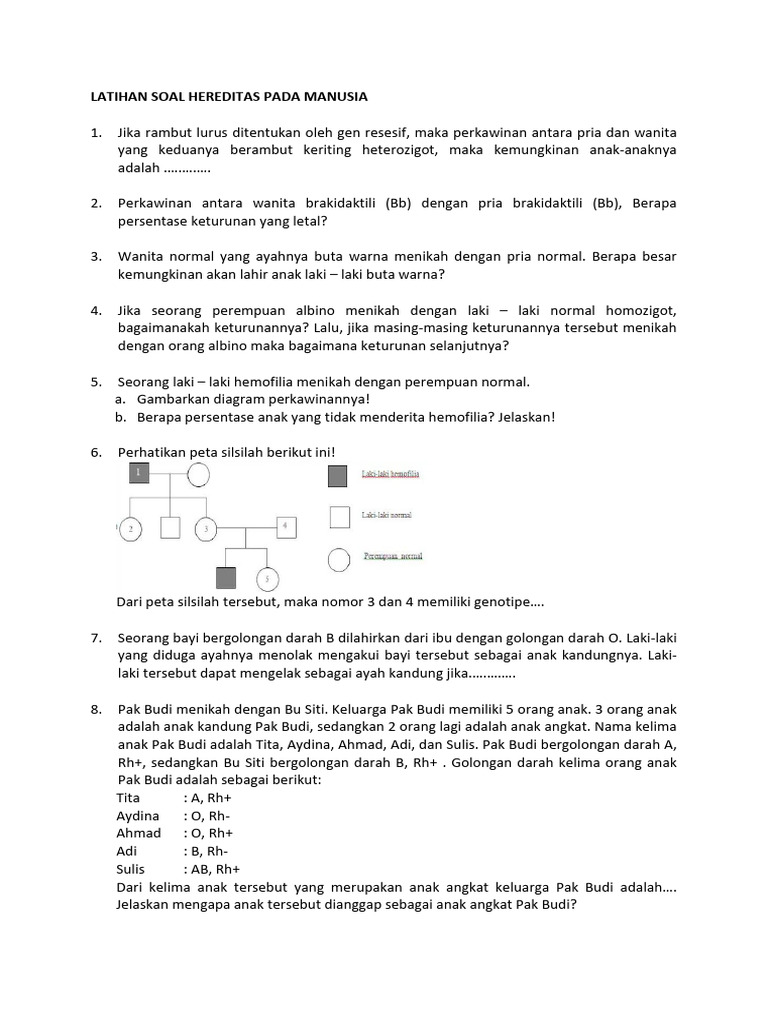 Latihan Soal Hereditas pada Manusia | PDF
