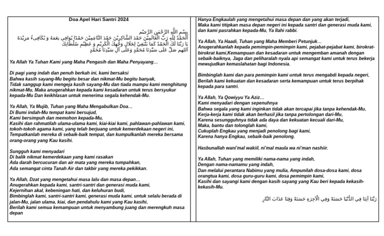 Doa Apel Hari Santri 2024_Wahidun | PDF