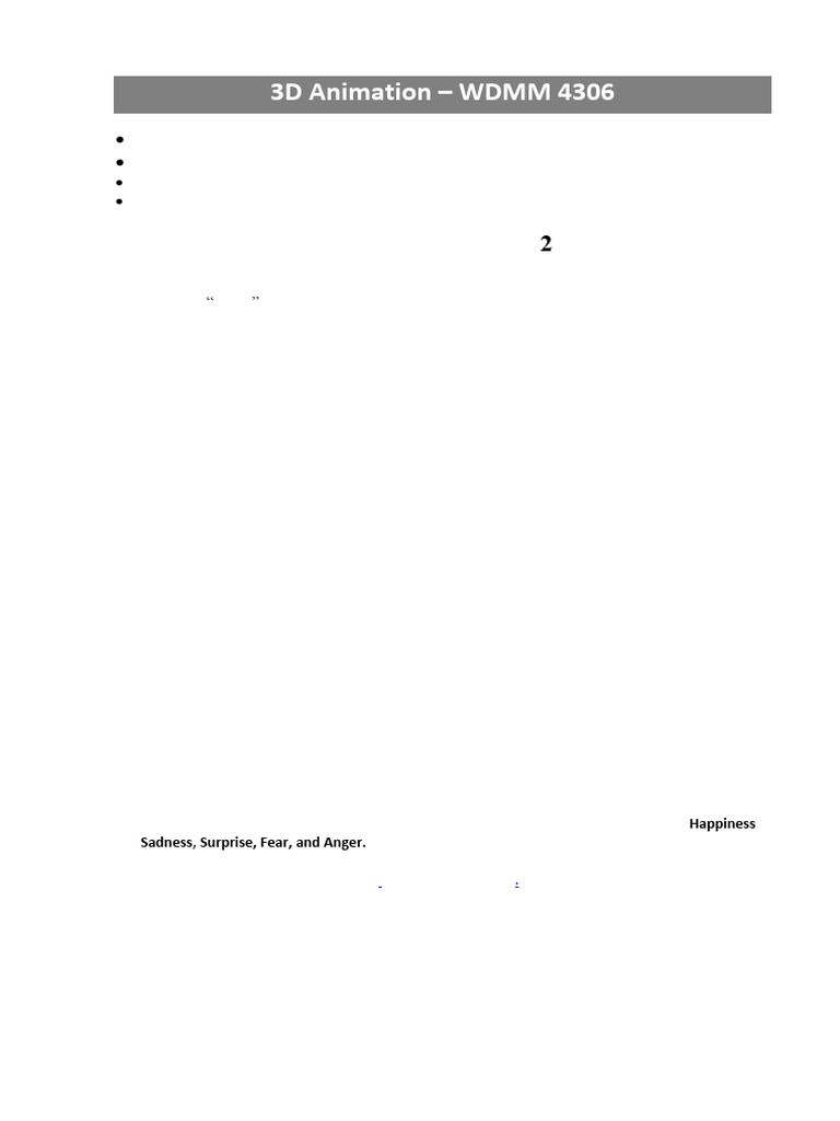 3D-ComputerAnimationFinalProject-15-01-2025 | PDF | Facial Expression