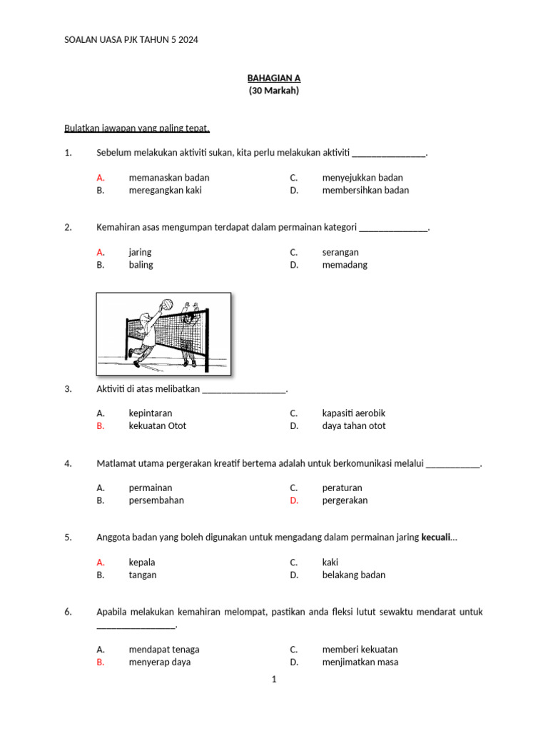 Soalan PJK Tahun 5 | PDF
