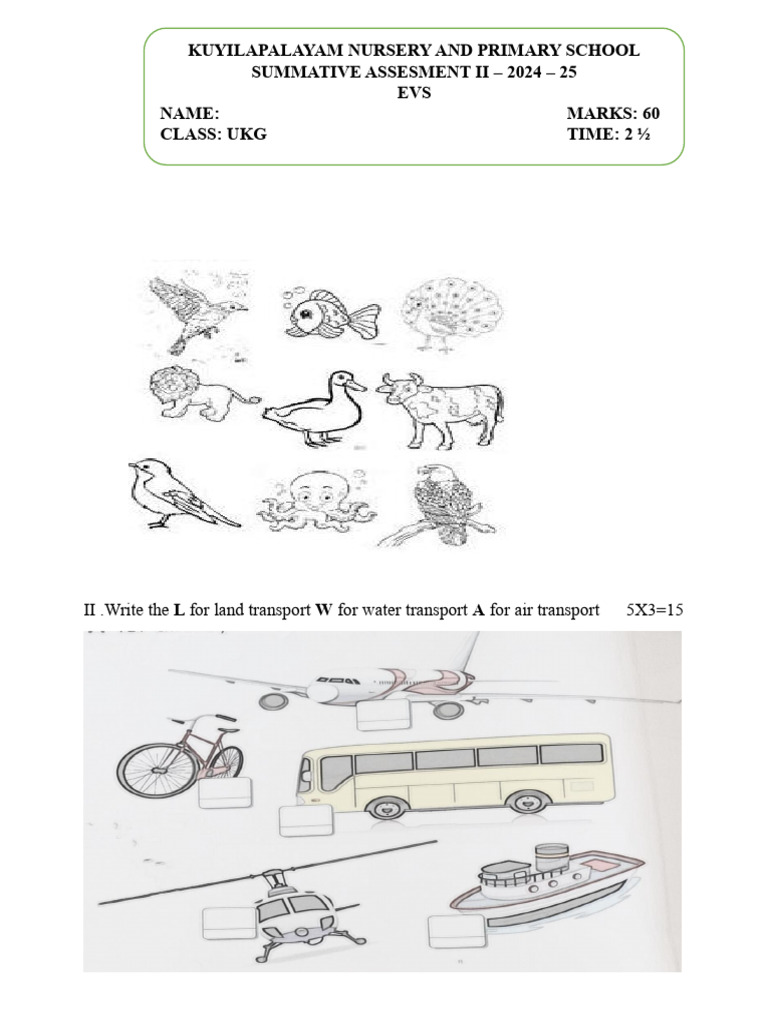 Ukg Evs Ii Summetive Assesment | PDF
