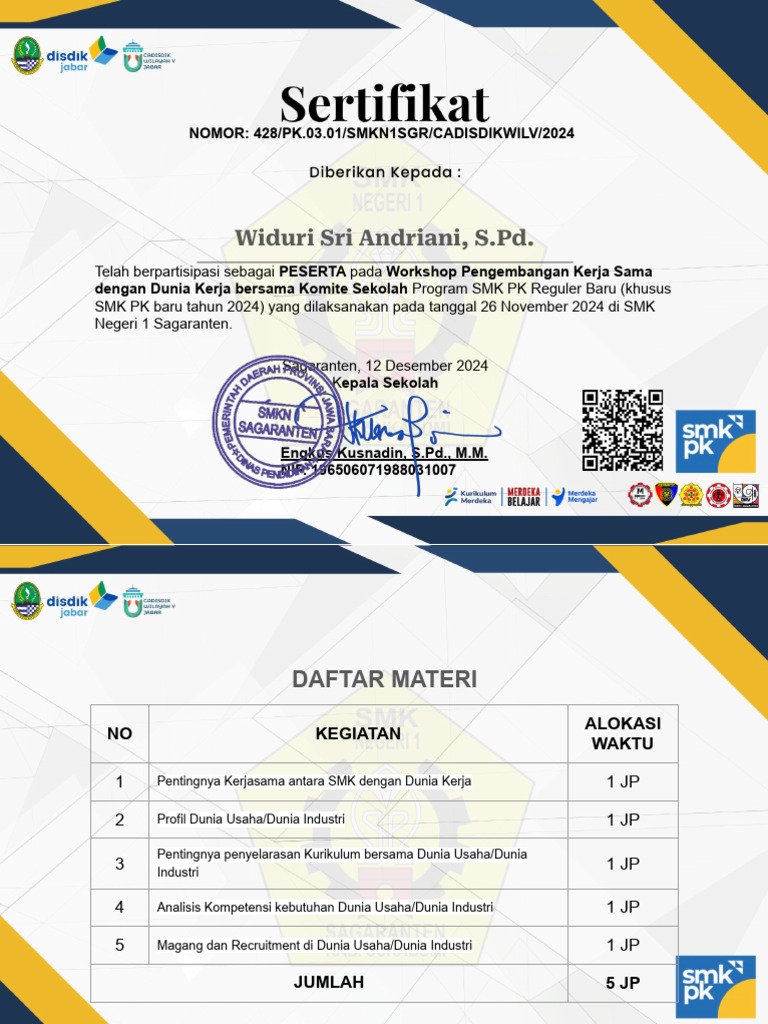 Partisipasi Widuri Sri Andriani di Workshop | PDF