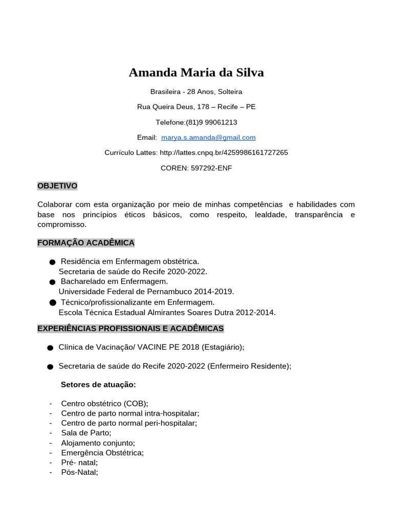 Curriculo - Eo - Amanda - 2024 2 | PDF