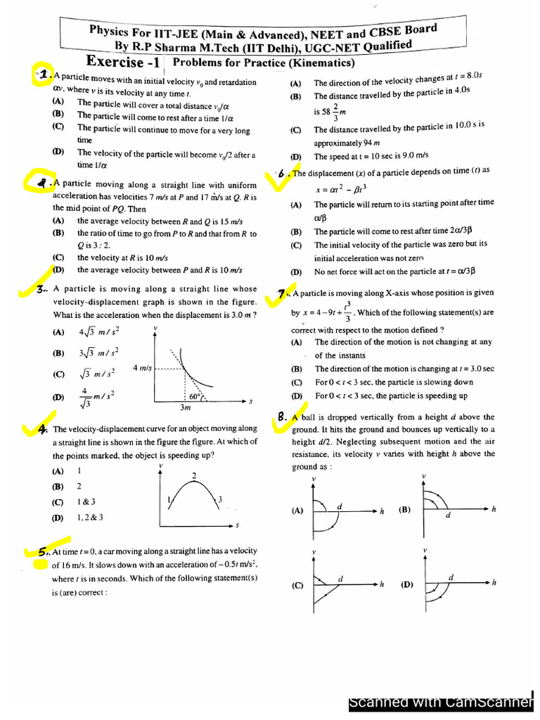 Problems for Practice (Kinematics) | PDF