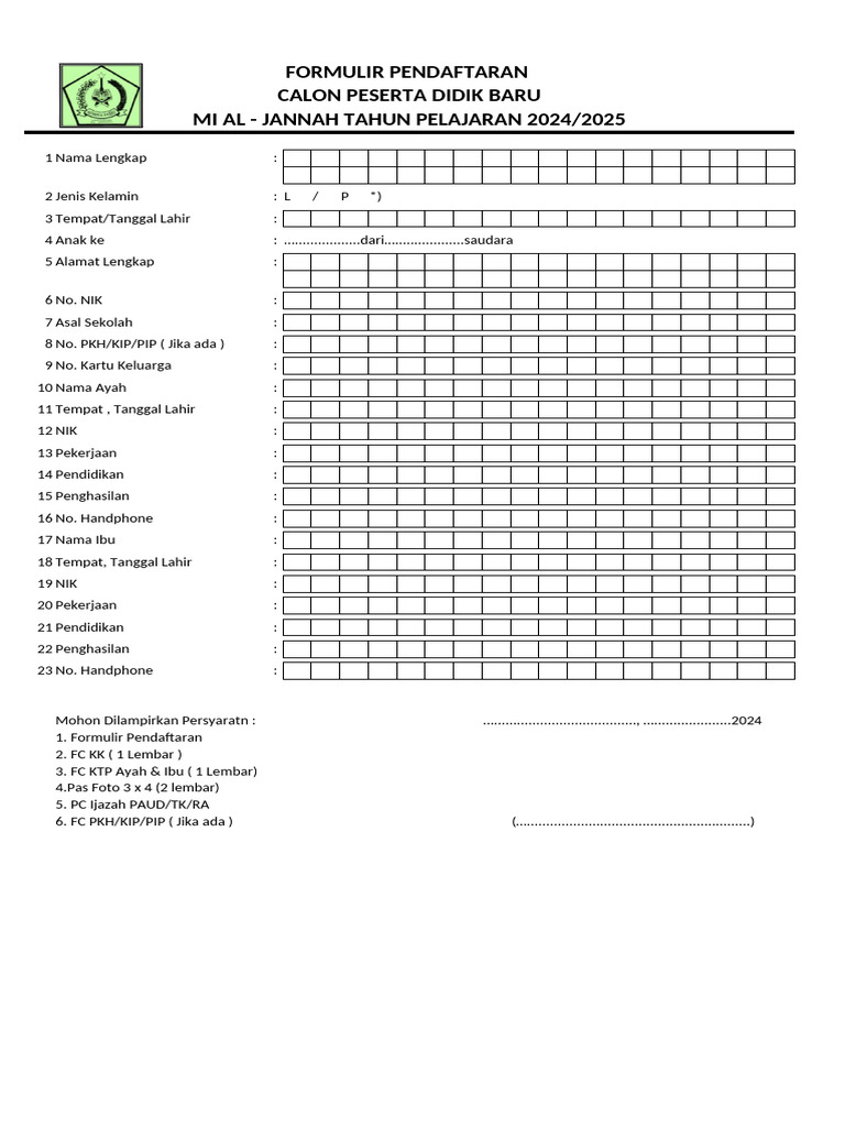 Form PPDB Al Jannah - 090626 | PDF