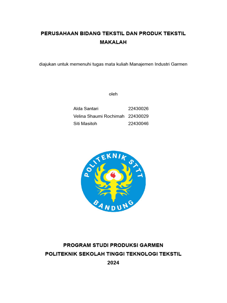 Perusahaan Bidang Tekstil Dan Produk Tekstil | PDF
