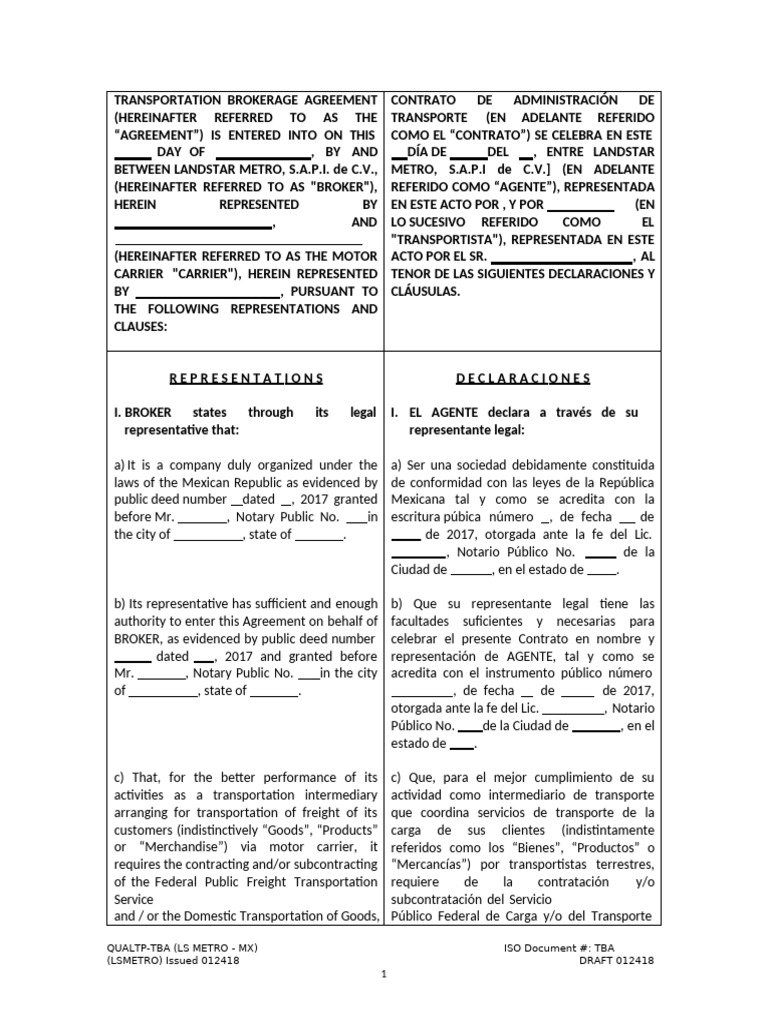 Landstar Metro - Machote TBC - 1 | PDF | Ley común