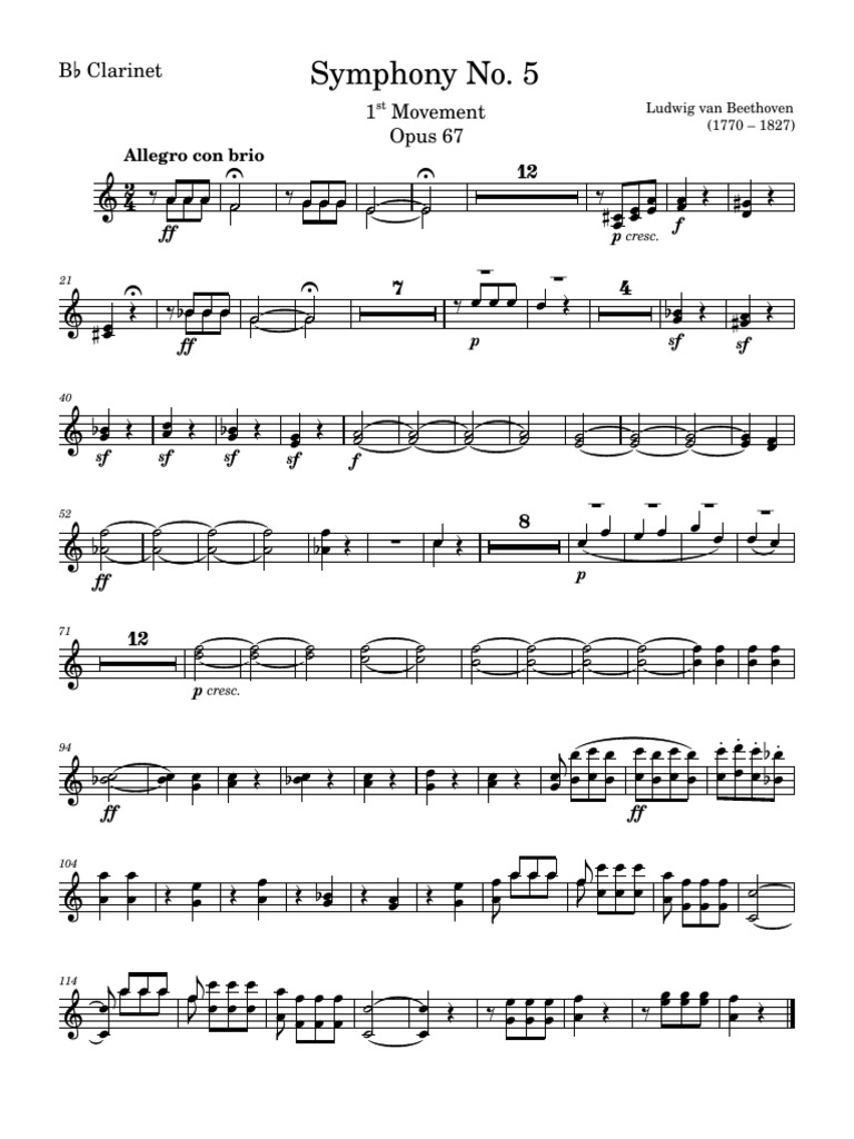 Beethoven Symphony No. 5: 1st Movement | PDF | Symphony No. 5 ...