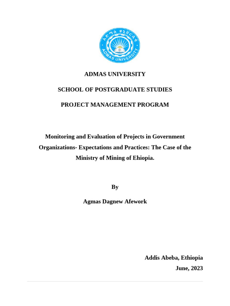 Project M&E in Ethiopia's Mining Sector | PDF | Evaluation | Project Management