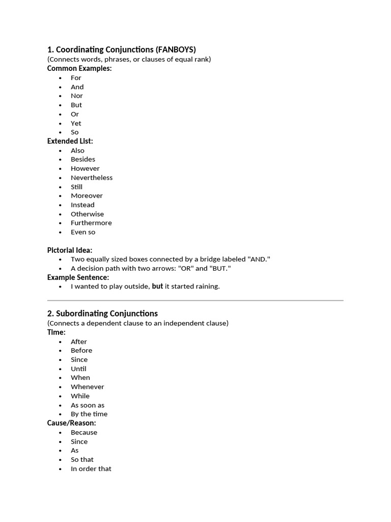 Grammar - Conjunctions | PDF | Grammar | Syntax