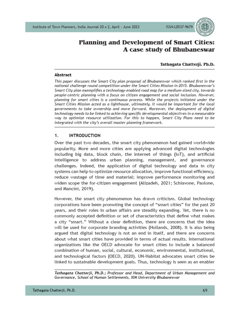 Bhubaneswar Smart City Plan Overview | PDF | Governance | Sustainability
