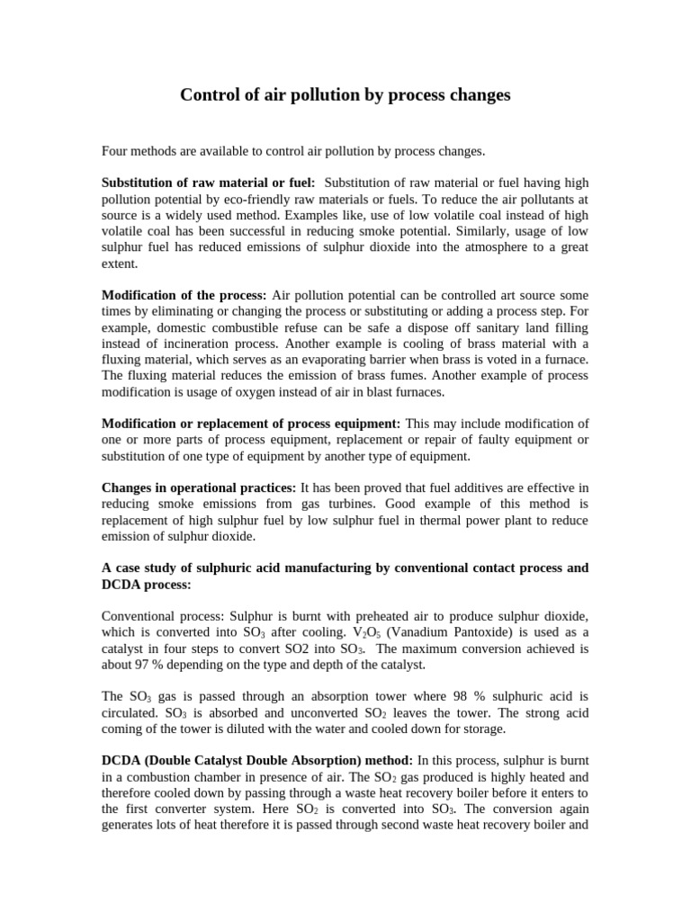 Control of air pollution by process changes | PDF | Exhaust Gas | Fuels