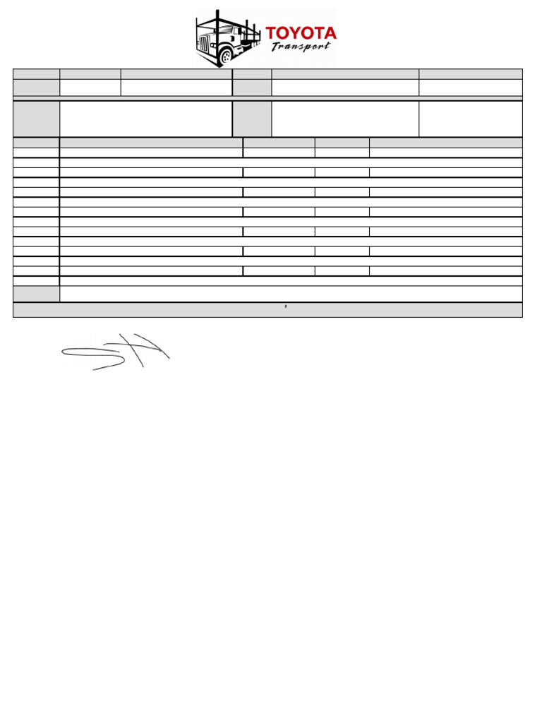 Vehicle Delivery Report for Toyota | PDF | Wheeled Vehicles | Vehicle ...