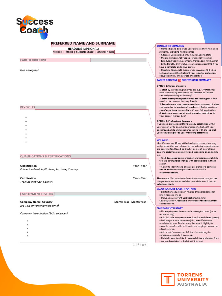 Resume Instructions Guide | PDF | Employment | Volunteering