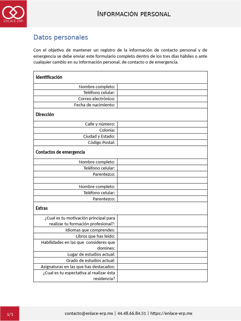 Hoja de Informacion Personal | PDF