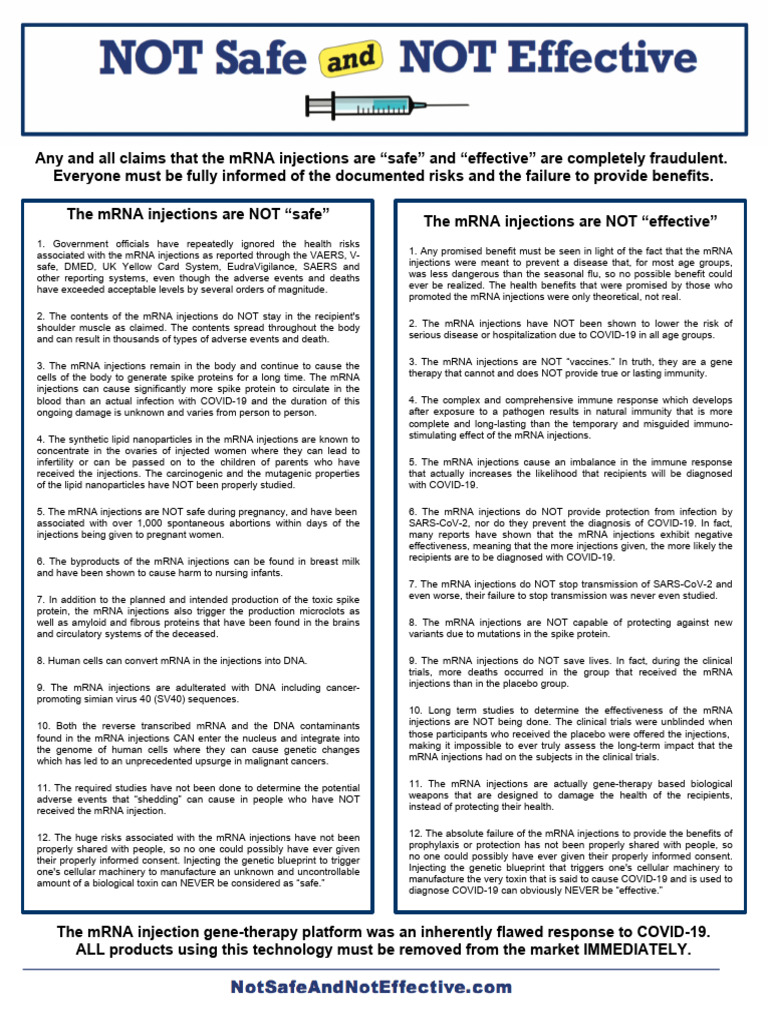 Not Safe and Not Effective Flyer | PDF | Injection (Medicine ...