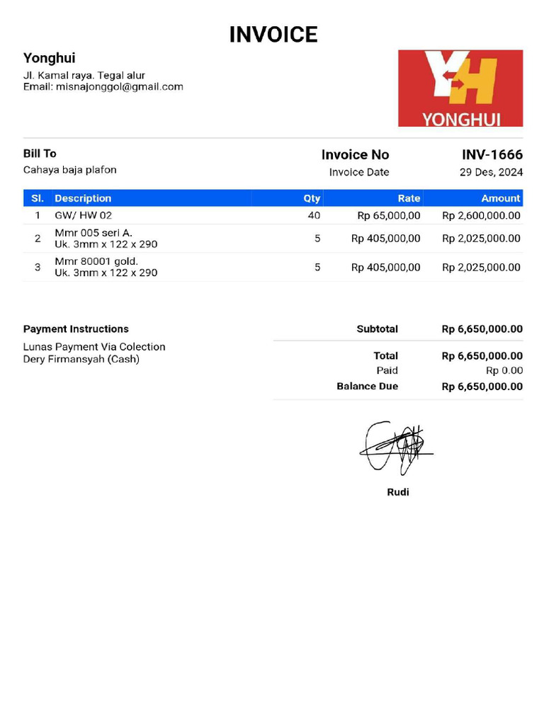 Invoice Inv 1666 Pdf