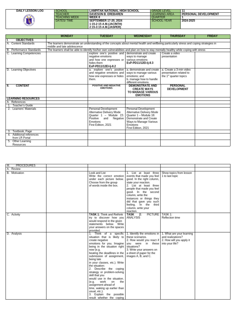 WEEK 8 | PDF | Emotions | Learning