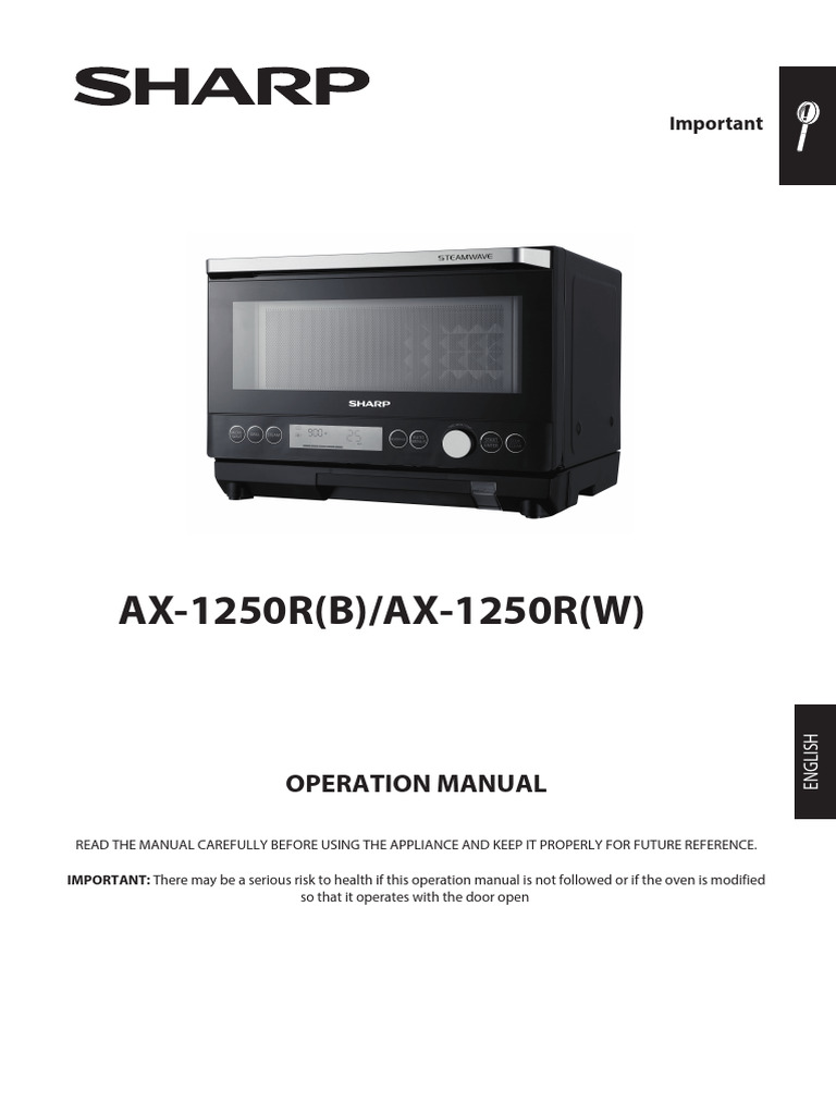 Sharp AX-1250R User Manual | PDF | Oven | Grilling