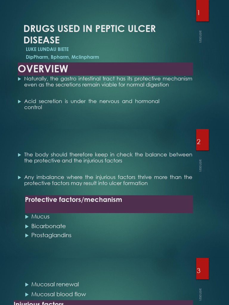 Peptic Ulcer Disease: Drug Treatments | PDF | Gastroesophageal Reflux ...
