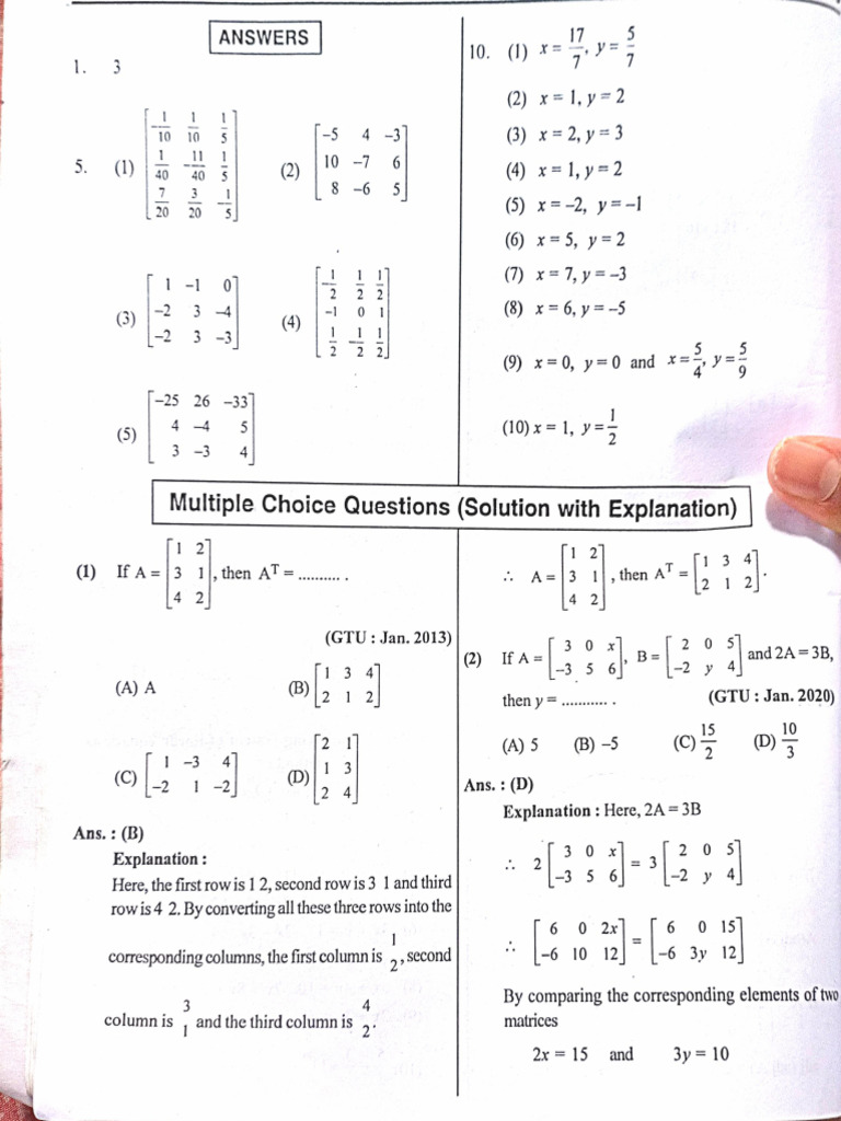 mcq matrix in ddcet maths | PDF