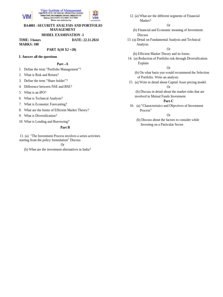 SAPM Model (22.11.24) | PDF | Diversification (Finance) | Investing