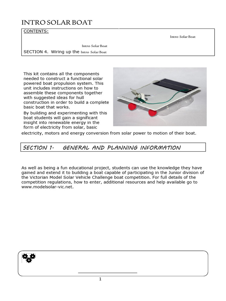 Intro Solar Boat | PDF | Acceleration | Speed