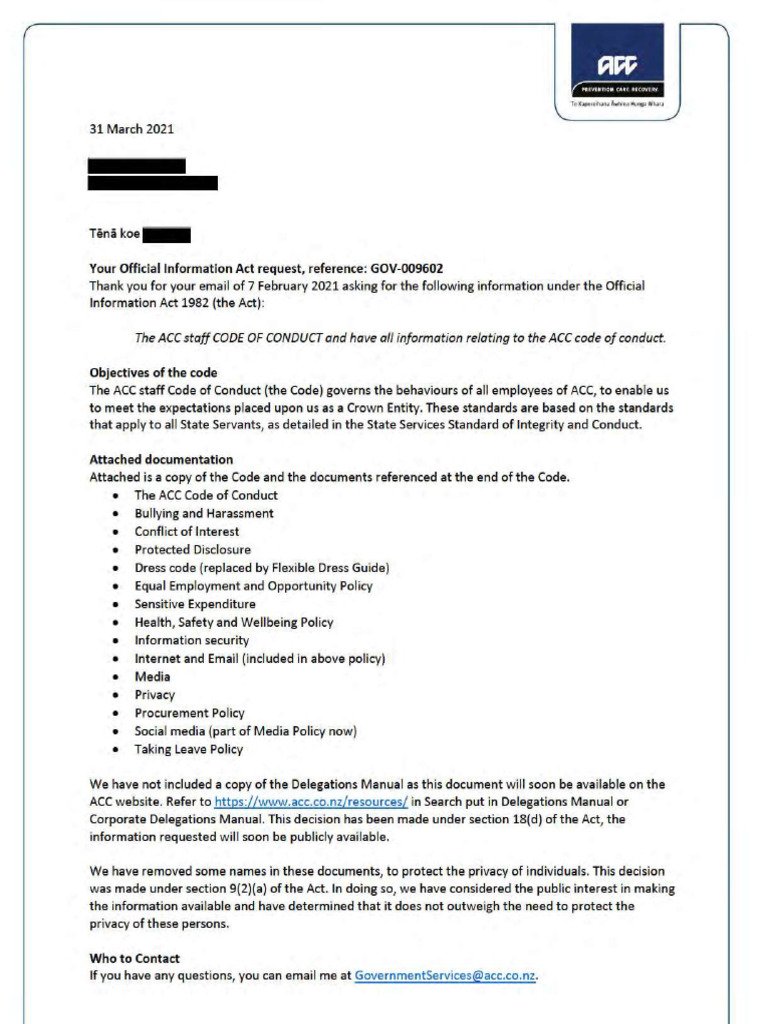 ACC Code of Conduct GOV 009602 | PDF