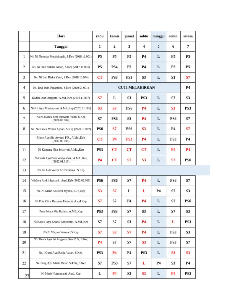 Jadwal November Tini | PDF