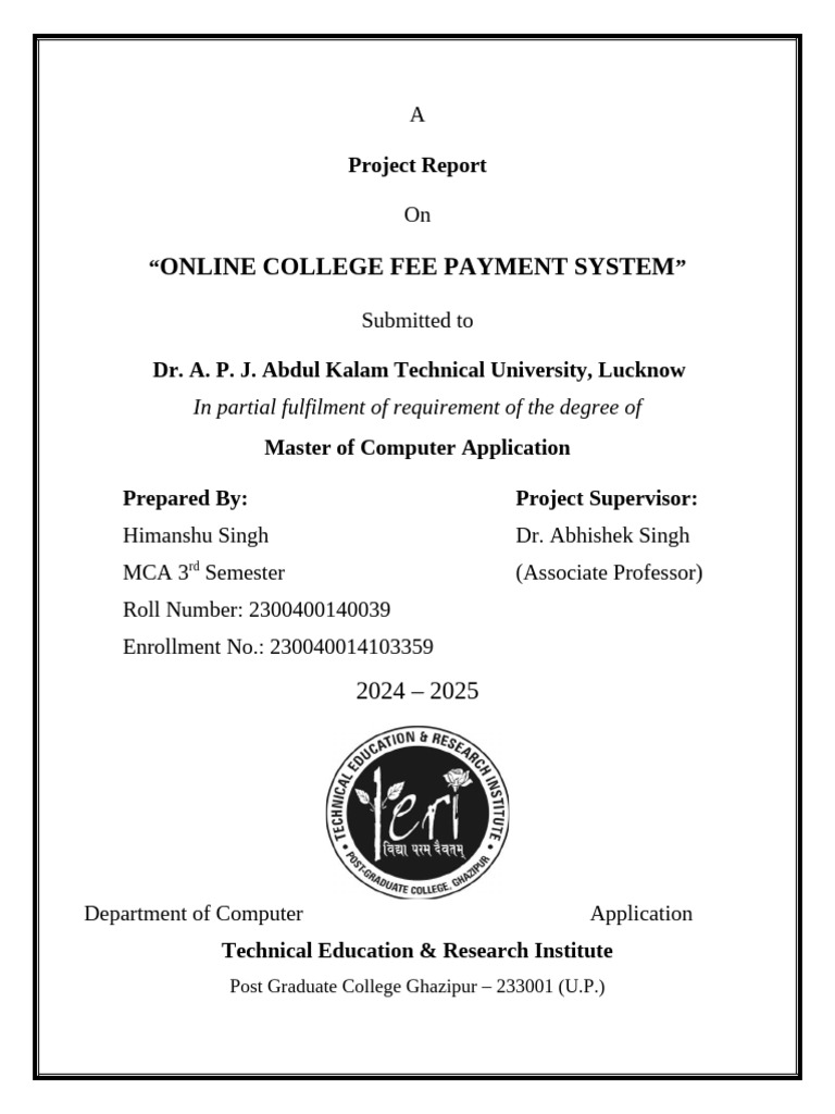 Online College Fee Payment System Project | PDF | Feasibility Study ...