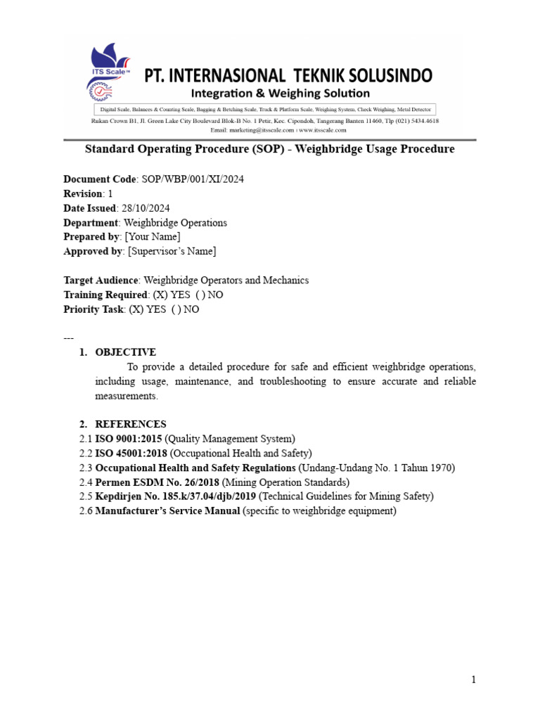 Weighbridge Operations SOP Guide | PDF