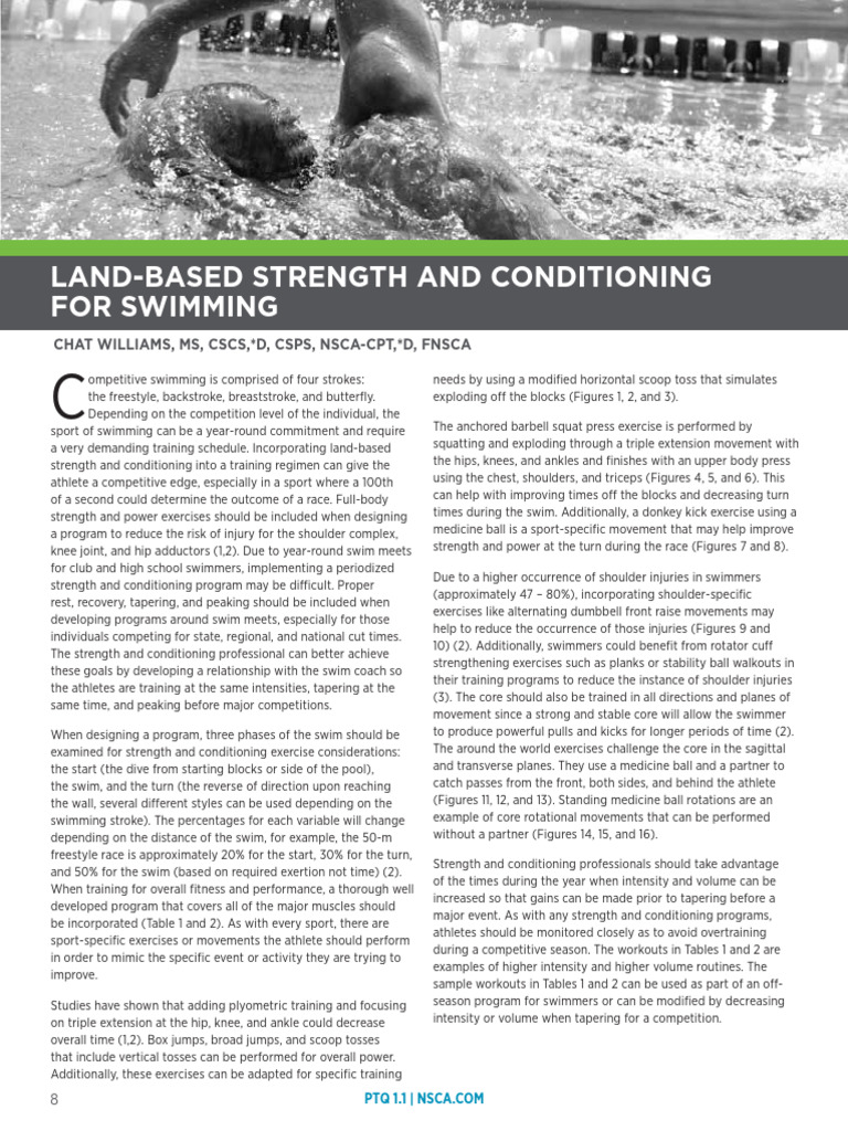 Land-Based Strength and Conditioning - For Swimming | PDF | Swimming ...
